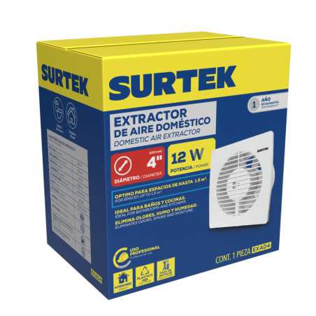 Extractor de aire domestico 4", 1.5m2 de alcance, 12 w, 44 m3/h, 40dB ...